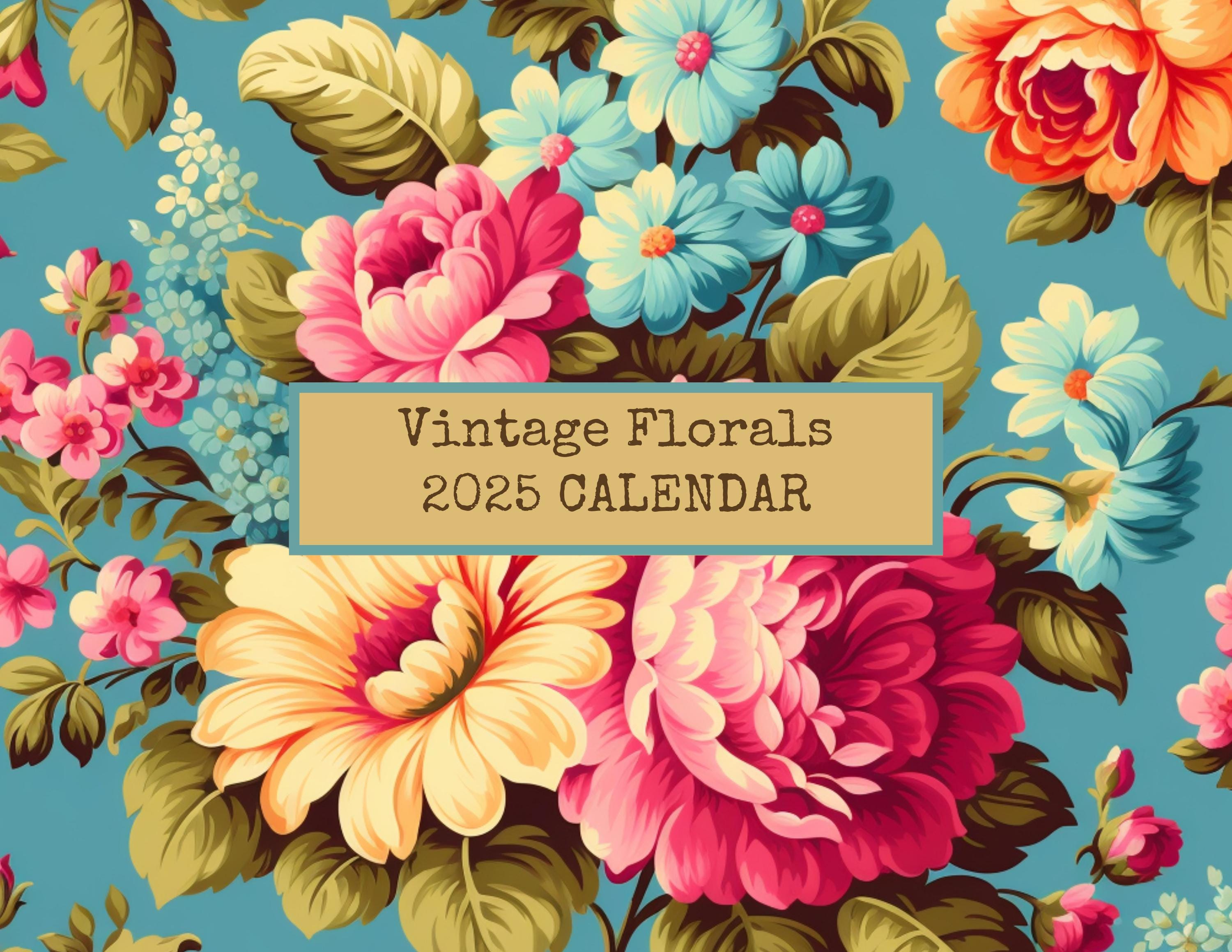 Vintage Florals 2025 Wall Calendar 11 X 8.5 - Etsy