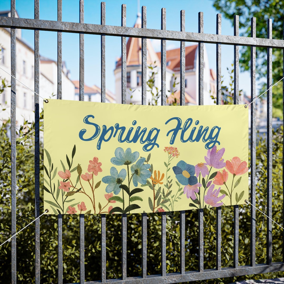 Spring Fling Banner, Reusable and Durable Outdoor Vinyl Sign for School ...