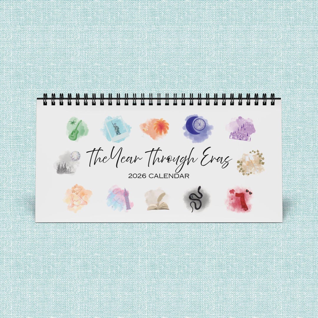 The Year Through Eras 2026 Minimalist Desktop Calendar | Pop Culture ...