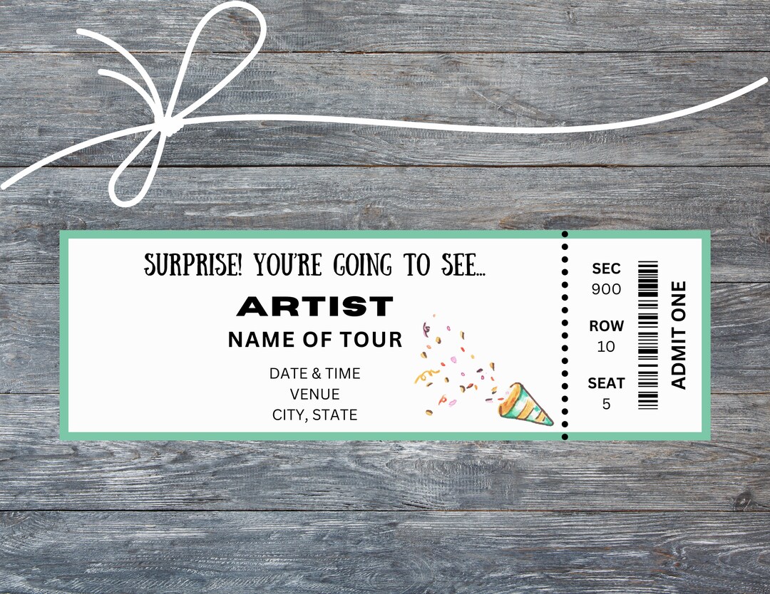 Surprise Any Artist Concert Ticket, Generic Concert Ticket Template ...