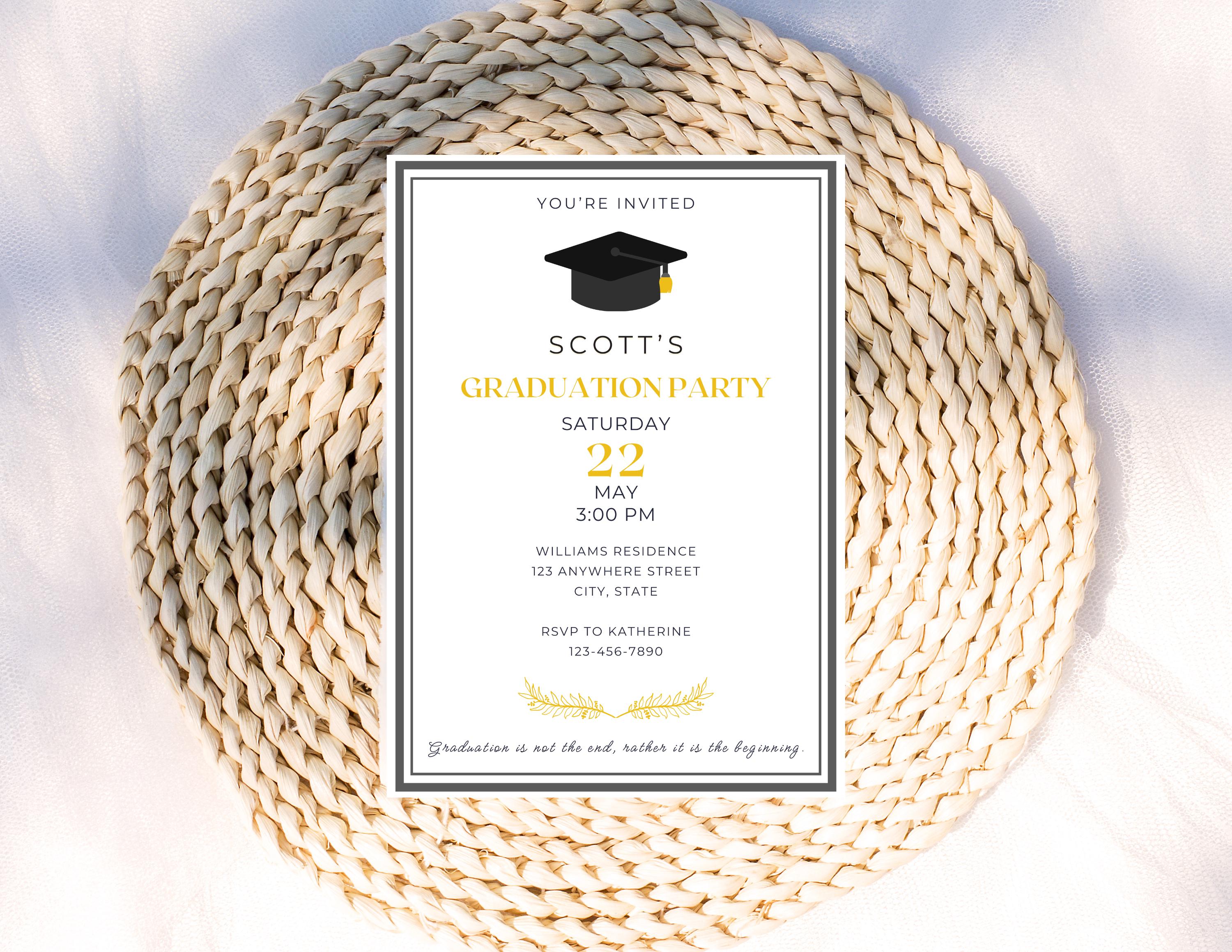 Editable Graduation Invitation, Class of 2025, Canva Template ...
