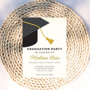 Editable Graduation Invitation, Class of 2025, Canva Template ...