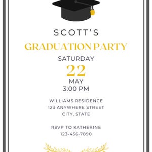 Editable Graduation Invitation, Class of 2025, Canva Template ...
