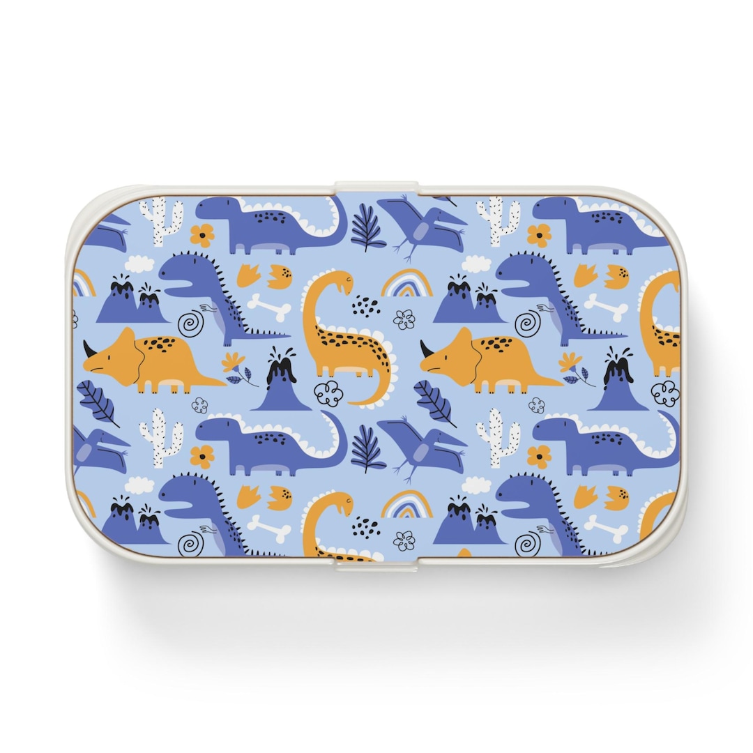 Dinosaur Bento Box, Lunch Box for Kids, Fun Blue Design, Kid Birthday ...
