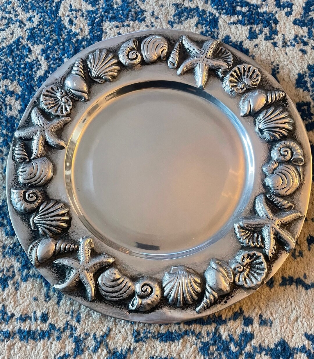 Vintage Pewter Plate With Sea Shells by Betty Barrena - Etsy