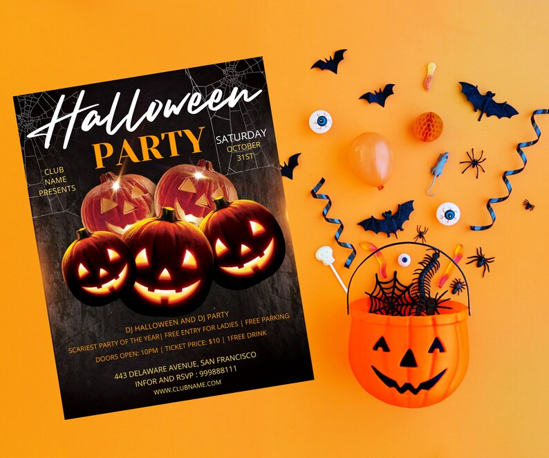 Halloween Party Flyer Template Editable in Canva Premade Flyer for ...