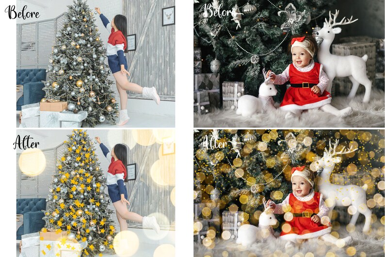 Christmas Overlays Photoshop Overlay Photo Overlays Golden Bokeh ...