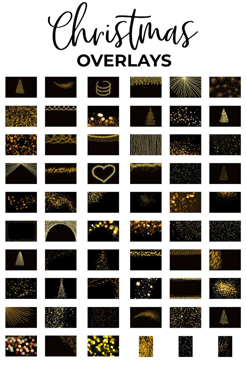 60 Christmas Photo Overlays: Bokeh, Confetti, Golden Light (JPEG) - Etsy
