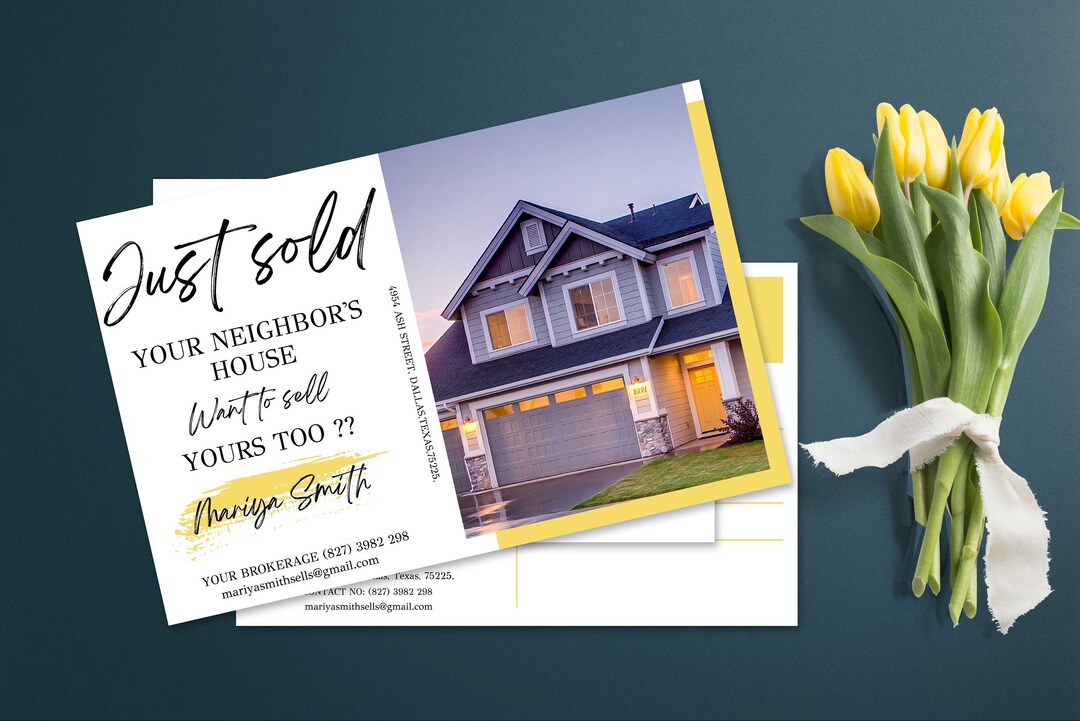 Real Estate Postcards Realtor Just Sold Postcard Realtor Farming Card ...