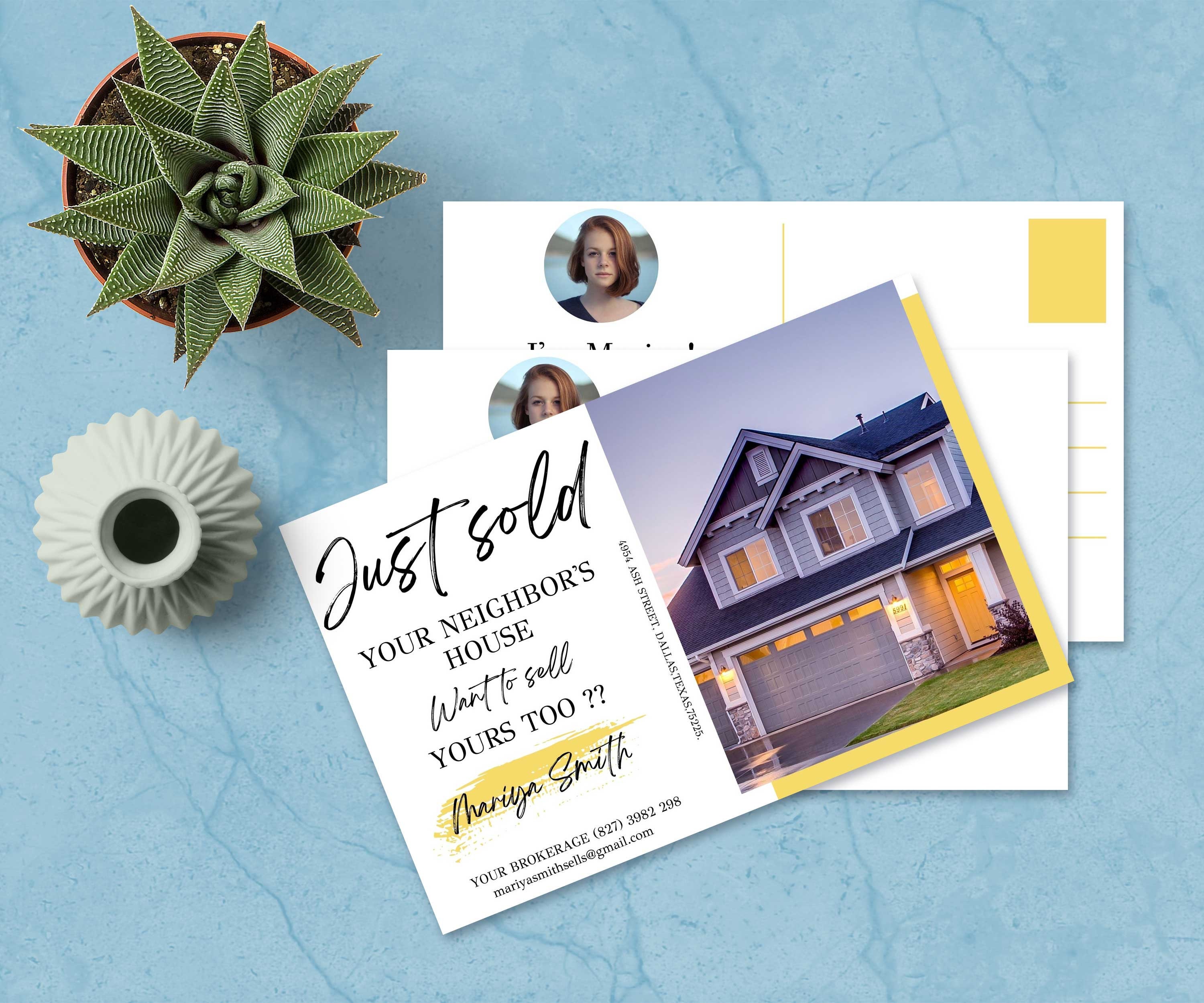 Real Estate Postcards Realtor Just Sold Postcard Realtor Farming Card ...