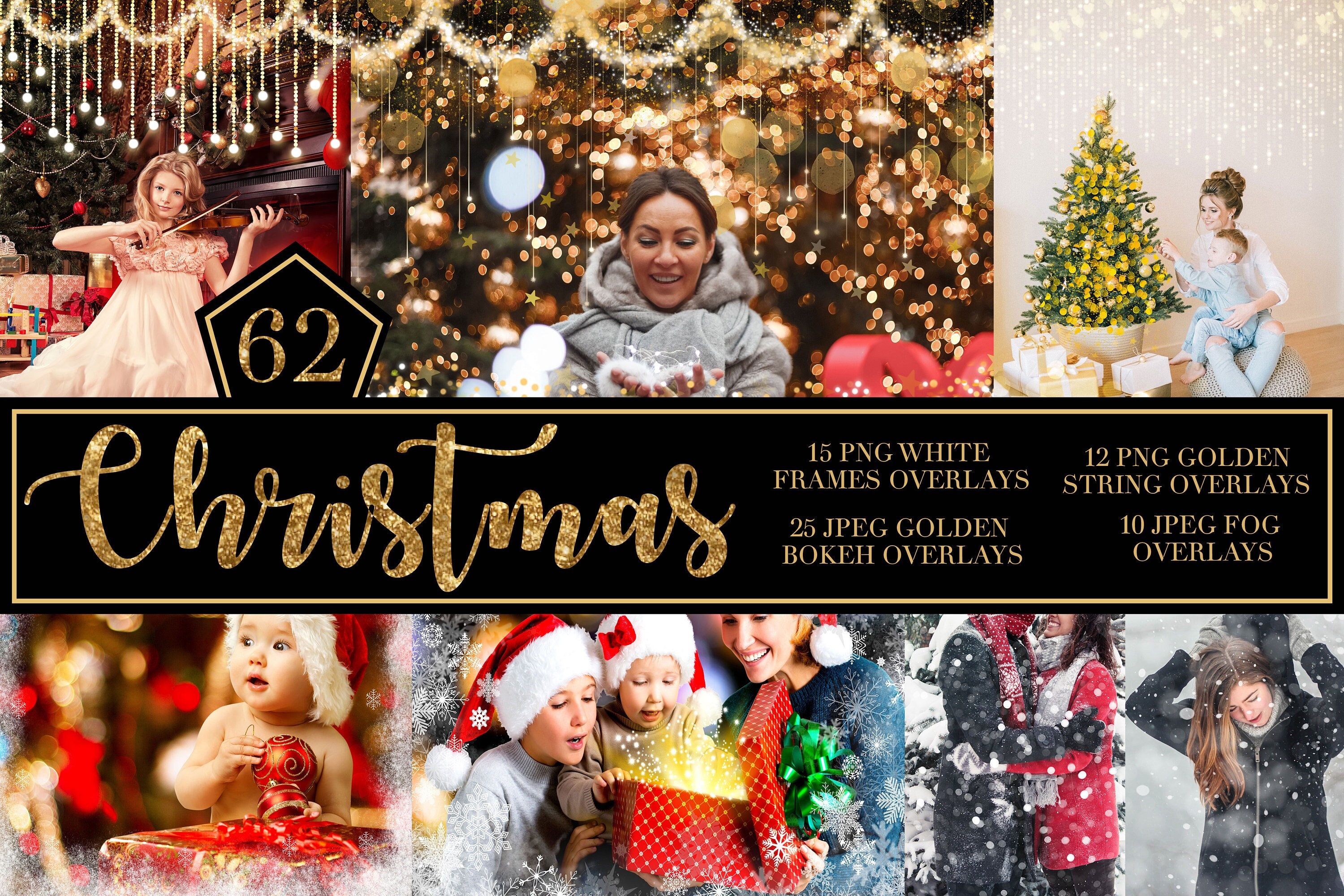 Christmas Overlays Photoshop Overlay Photo Overlays Golden Bokeh ...