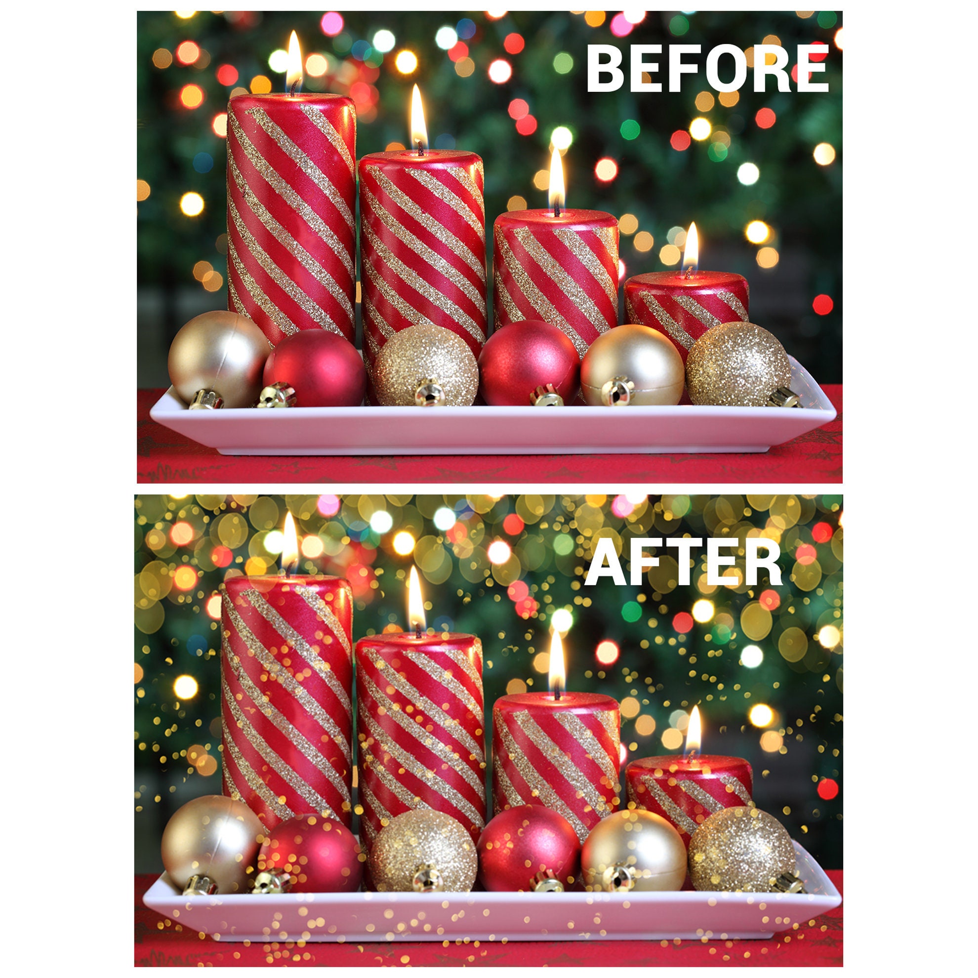 Photoshop overlay Christmas overlays Gold bokeh overlays Gold | Etsy