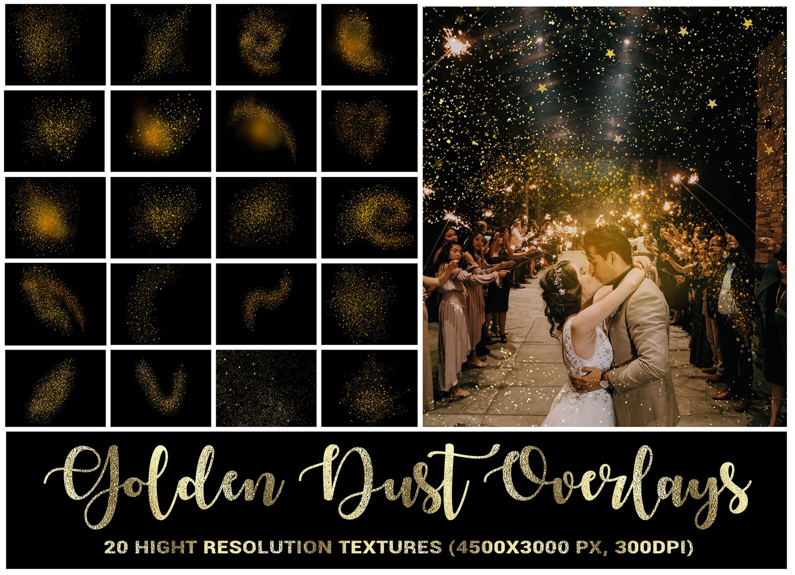Gold Dust Overlay Golden Fireflies Overlays Sparkle Stardust Gold ...