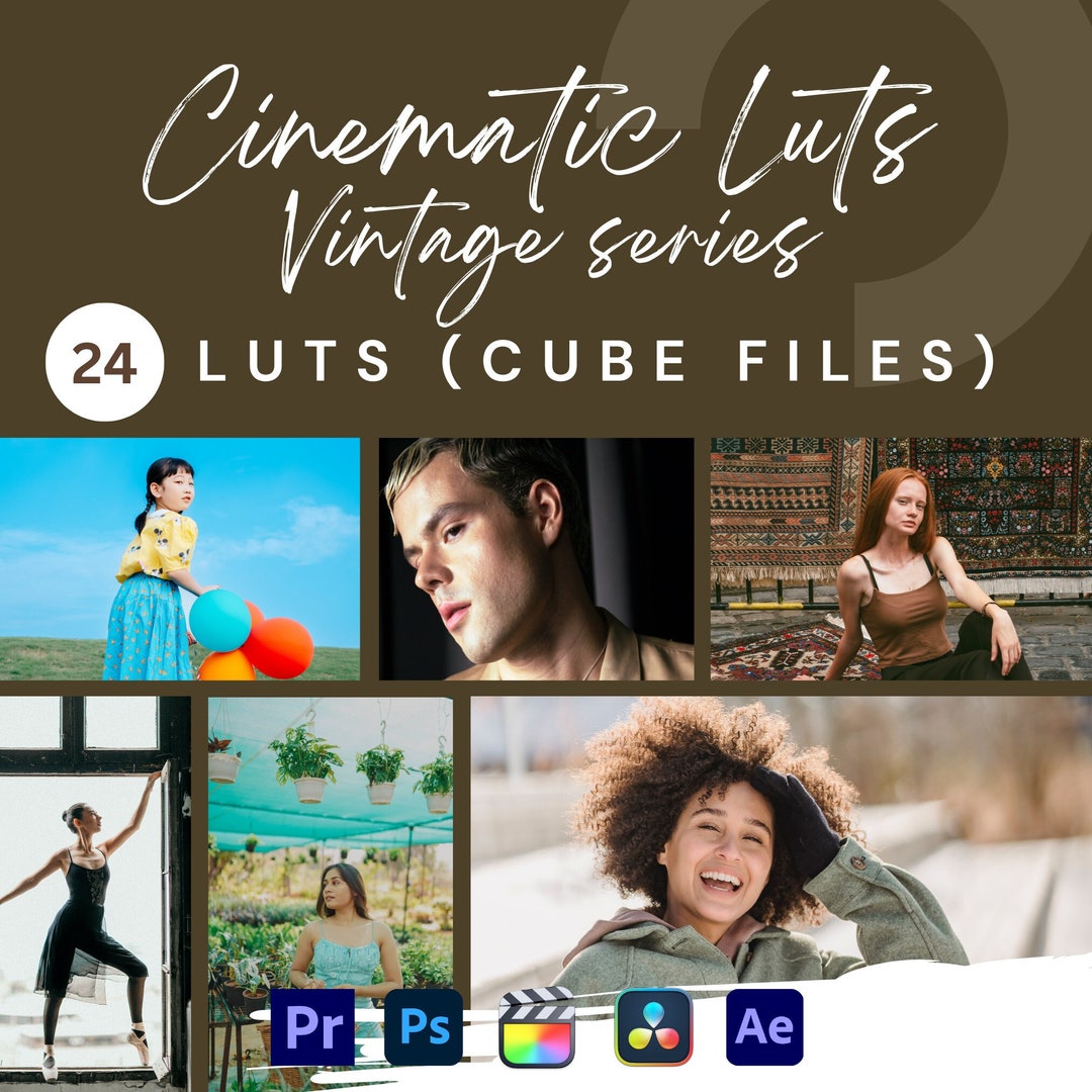 Cinematic Vintage Luts Pack | 24 High-quality Classic Luts Pack for Color Grading Film, Cool ...