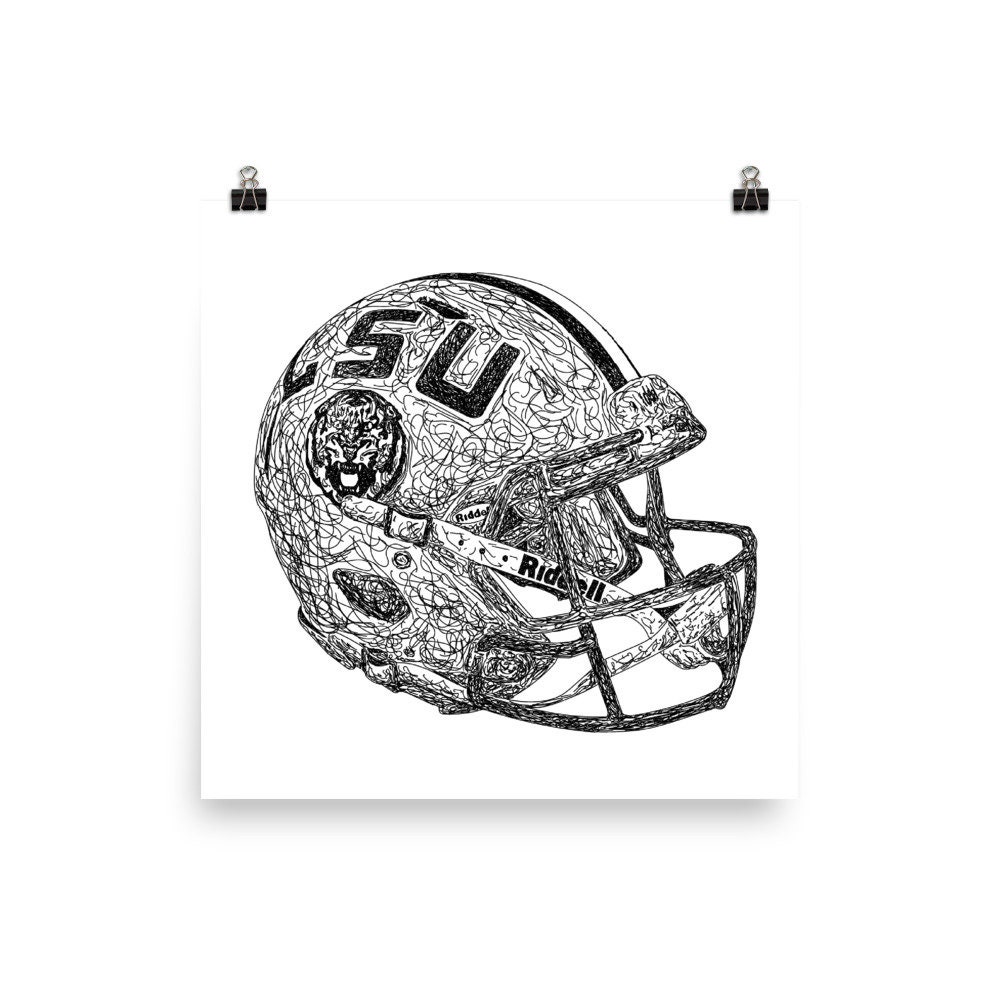 Lsu Tigers Football Helmet Poster Etsy