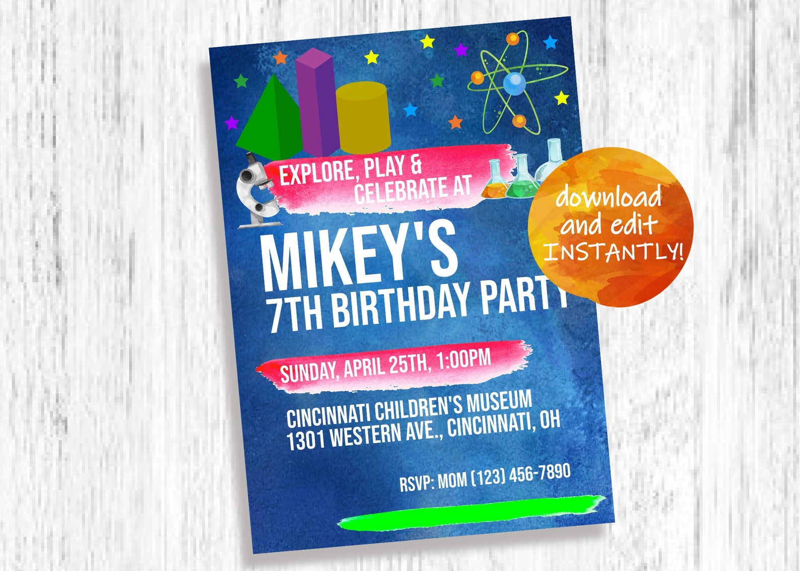 Scienc Invitation Museum Birthday Party Scienc Birthday - Etsy