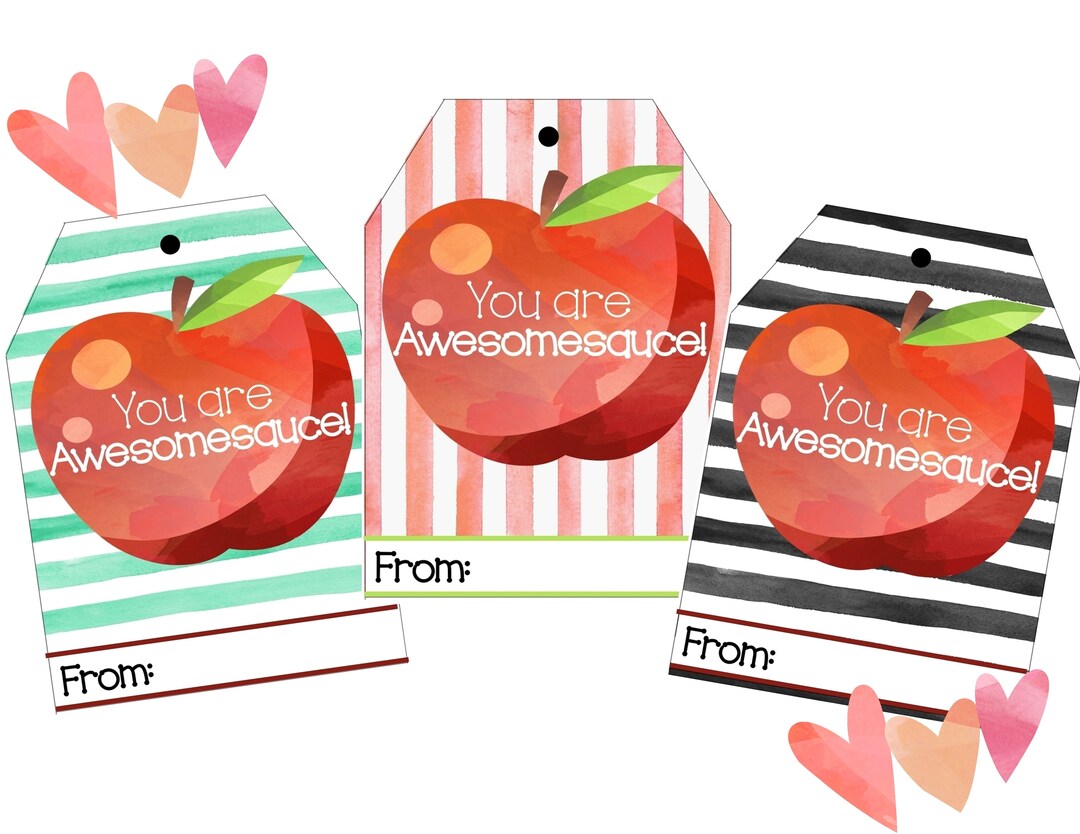 Applesauce Valentine Applesauce Valentine Tag Applesauce Tags ...