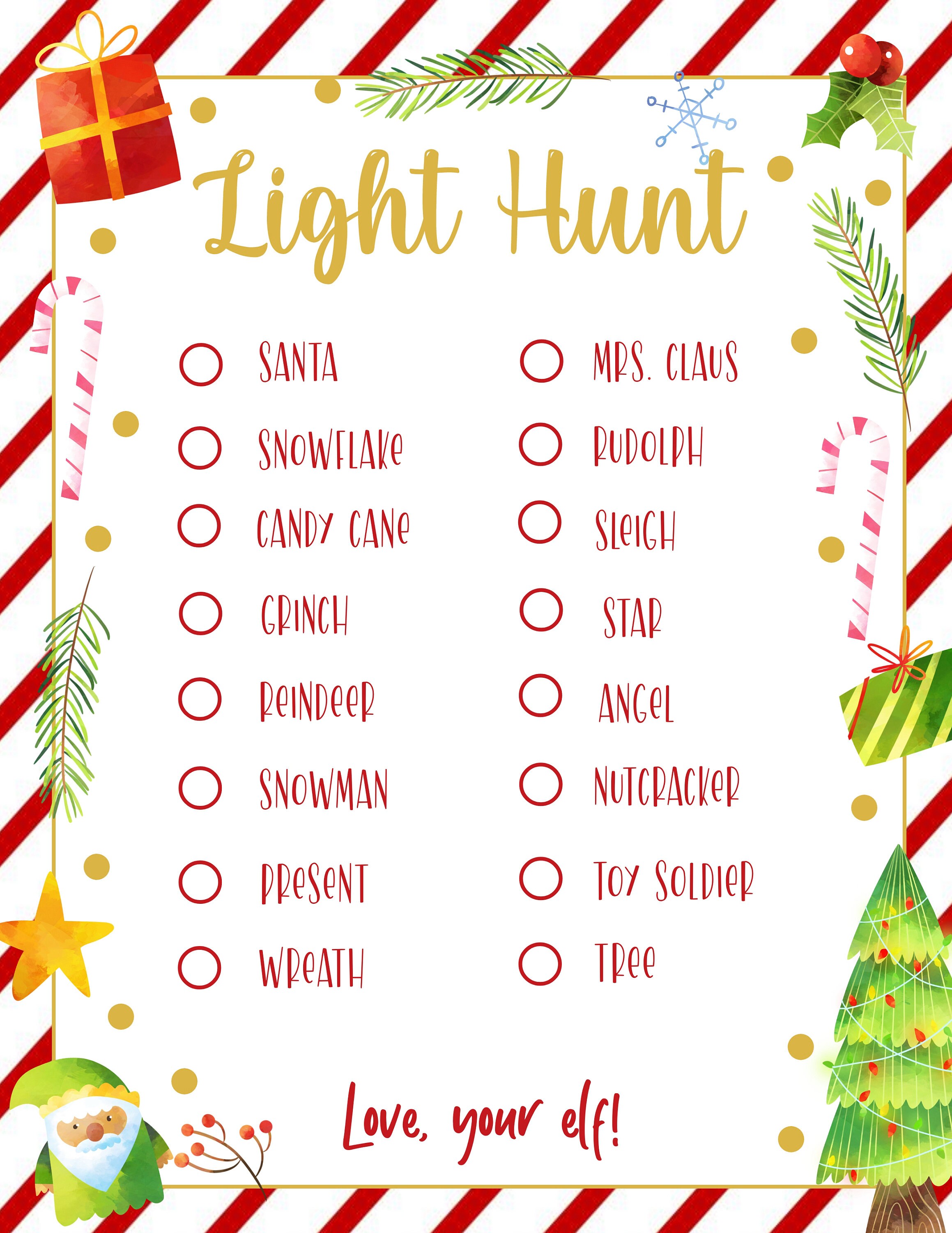 Editable Elf Light Scavenger Hunt Christmas Elf Activities - Etsy