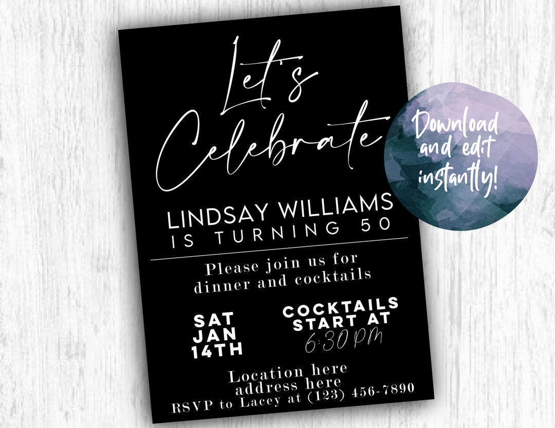 Minimal Party Invitation for All Occasions, Digital Mobile Invitation ...