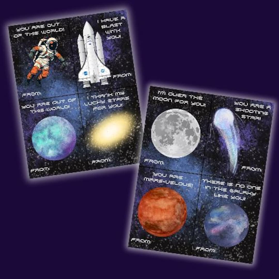 Space Galaxy Astronaut Valentine's Class Valentines Party Space ...