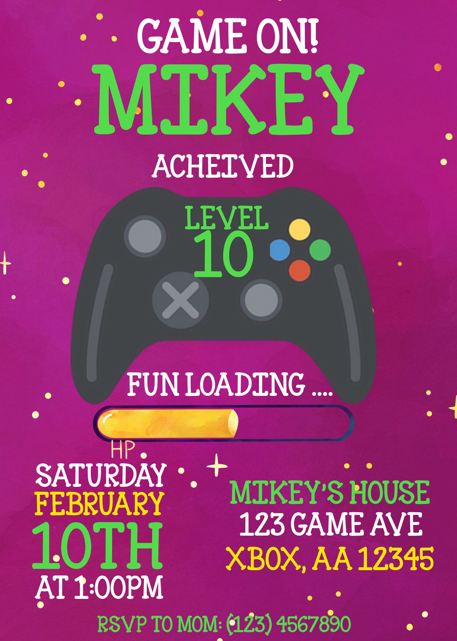 Video Game Invitation Xbox Gamer Video Game Birthday Party - Etsy