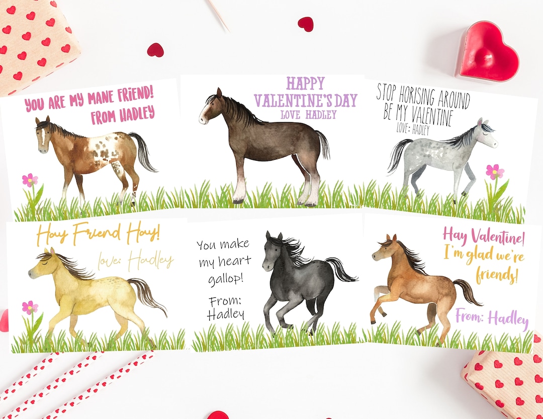 Horse Valentines Horse Valentine Cards Horse Valentines for Kids Pony ...
