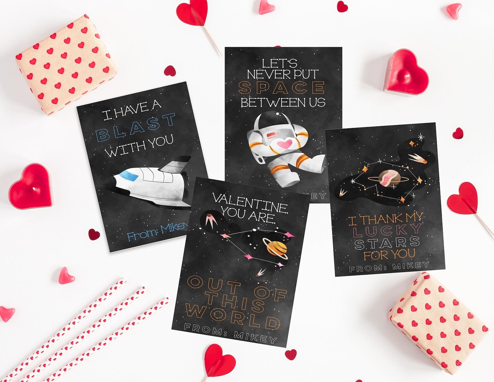 Space Valentine Space Valentine Cards Kid Valentine Cards - Etsy