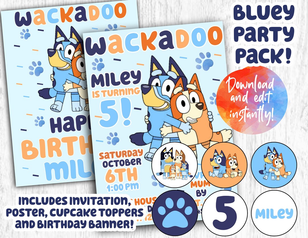 Bluey Birthday Invitation Bluey Invite Bluey and Bingo Party ...
