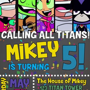 Teen Birthday Invitation Titans Teen Birthday Cartoon Robin Raven ...
