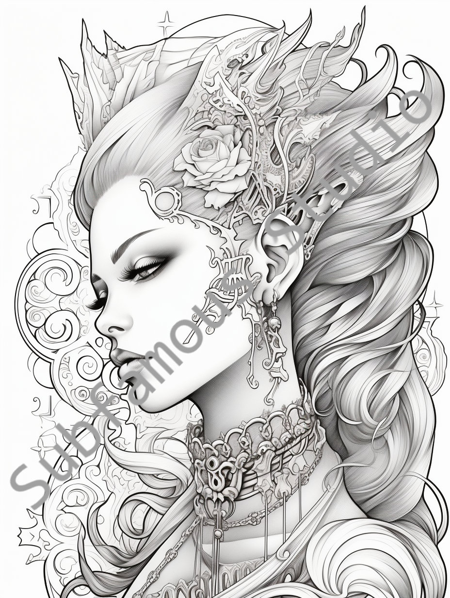 Beauty 8 Coloring Pages Set of 5 digital Download - Etsy