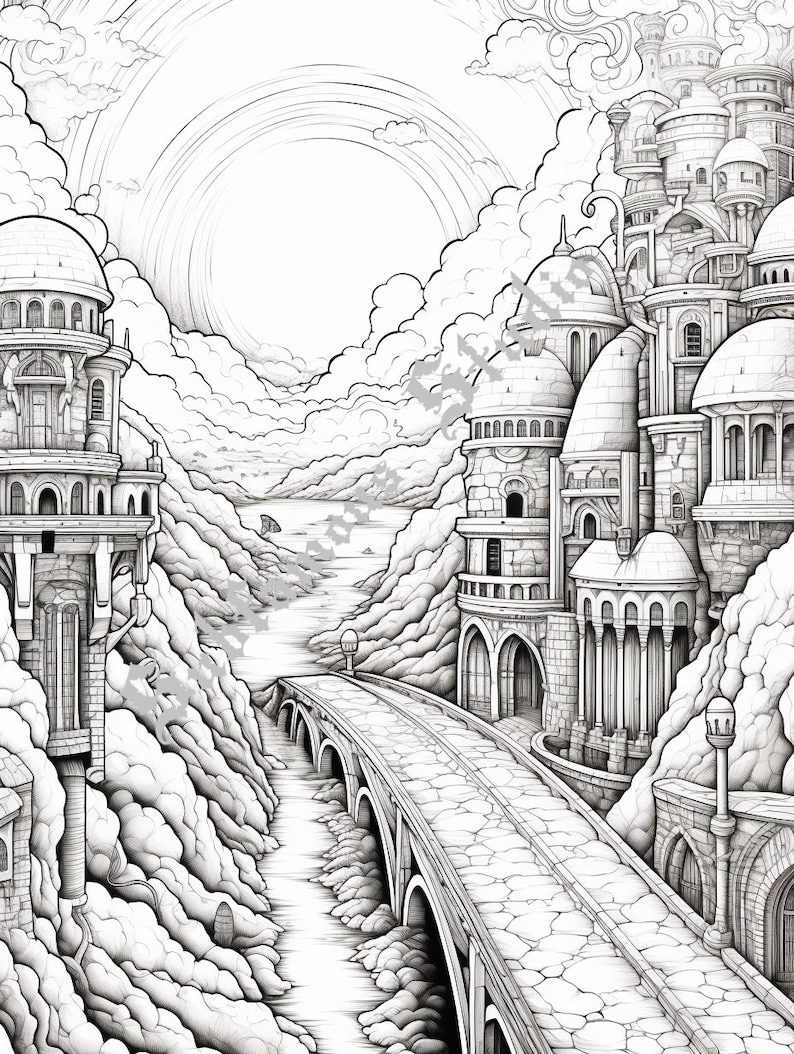 Fantasy Places Coloring Pages - Set of 5 (digital Download) - Etsy