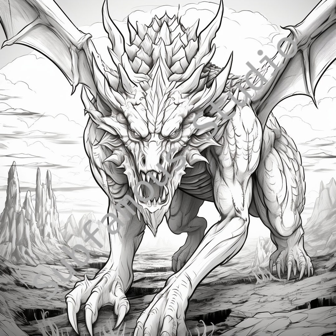 Dragons 3 Coloring Pages - Set of 5 (digital Download) - Etsy