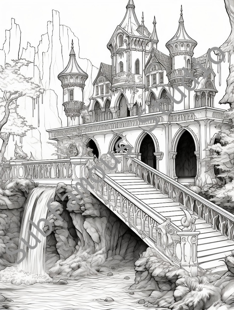Gothic Dream Homes 2 Coloring Pages - Set of 5 (digital Download) - Etsy