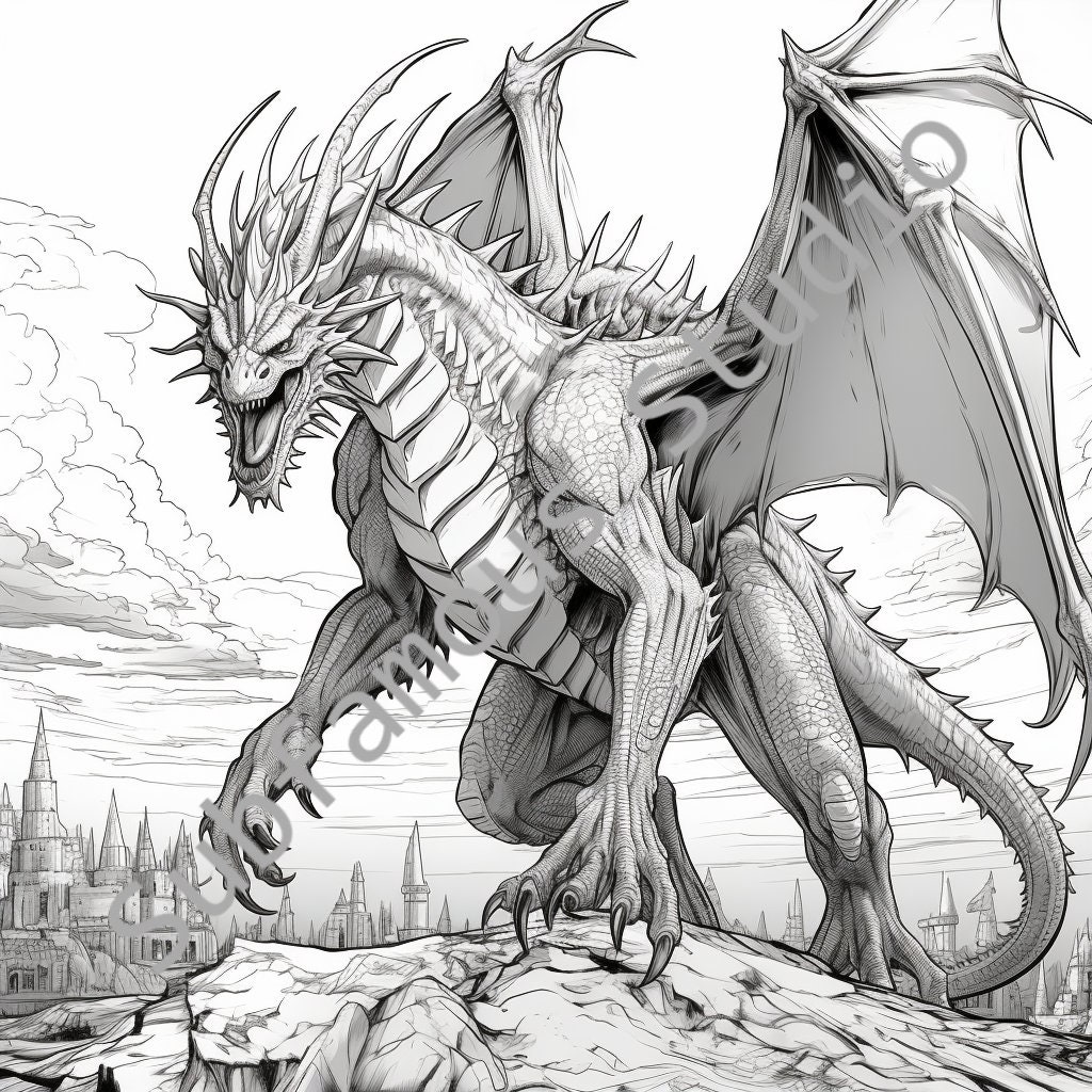 Dragons 3 Coloring Pages - Set of 5 (digital Download) - Etsy