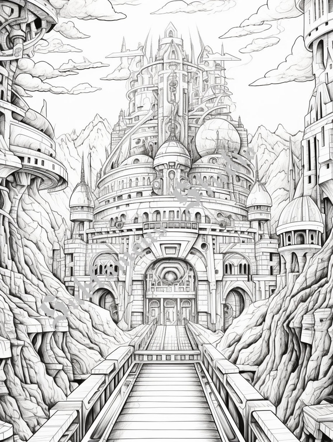 Fantasy Places 2 Coloring Pages - Set of 5 (digital Download) - Etsy