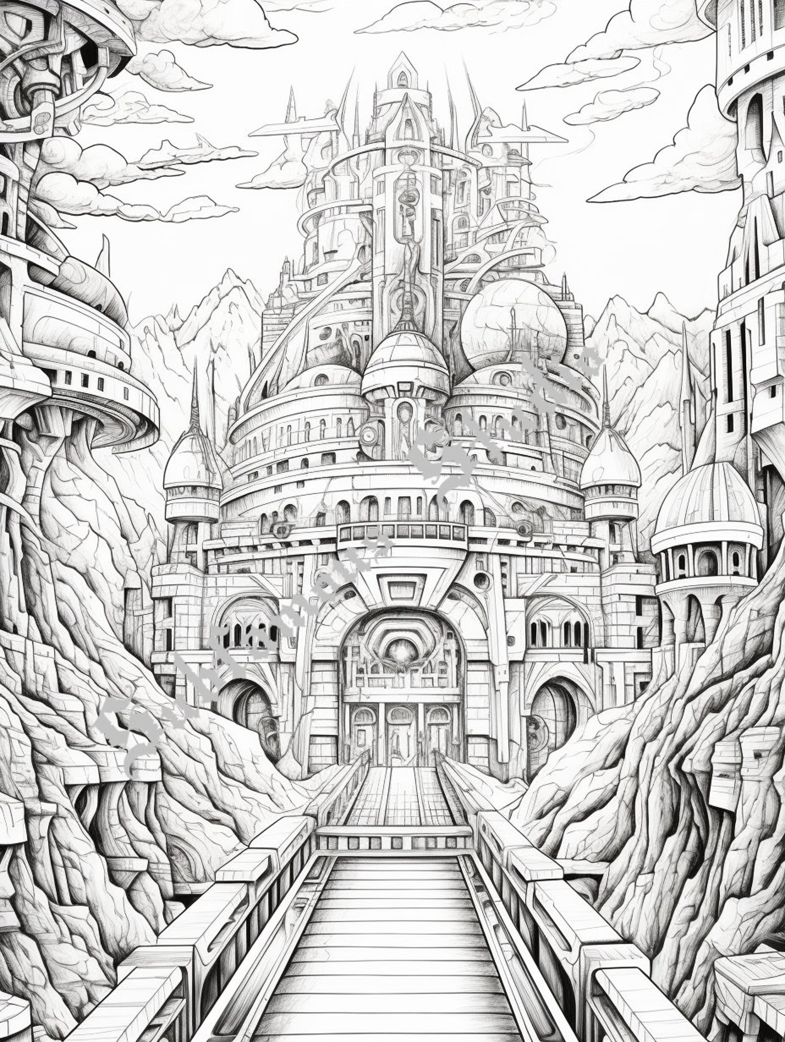 Fantasy Places 2 Coloring Pages - Set of 5 (digital Download) - Etsy