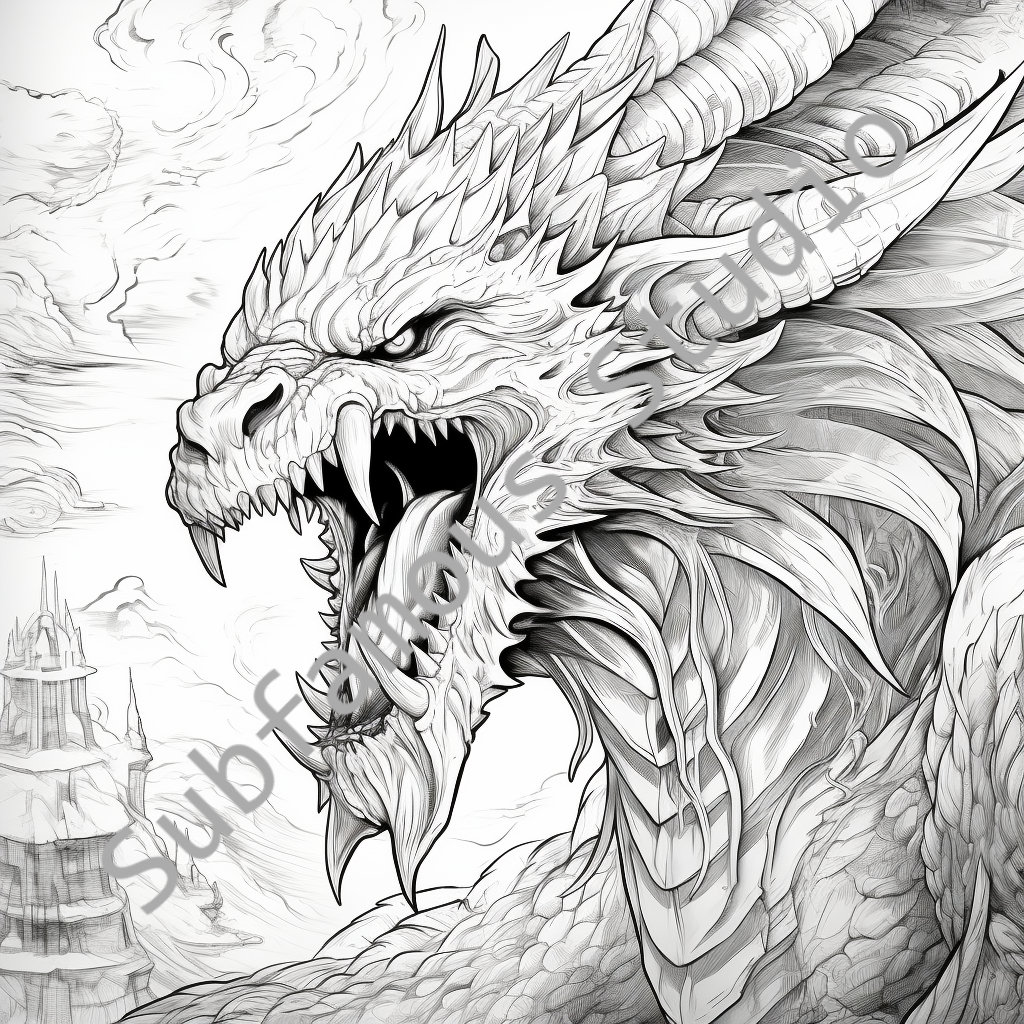Dragons 3 Coloring Pages - Set of 5 (digital Download) - Etsy