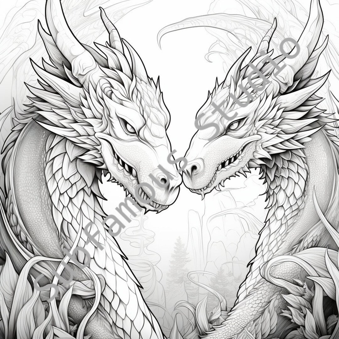 Dragons 7 Coloring Pages - Set of 5 (digital Download) - Etsy