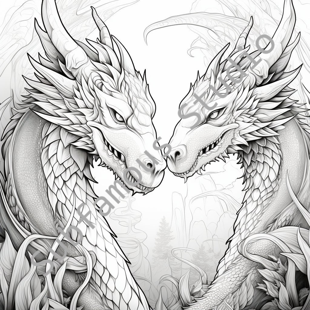 Dragons 7 Coloring Pages Set of 5 digital Download - Etsy