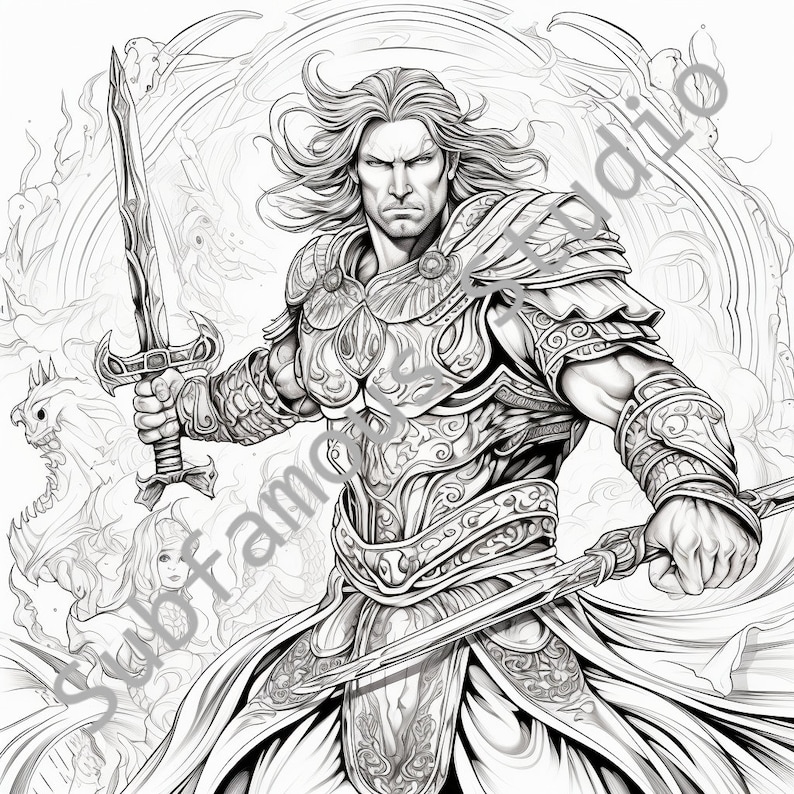 Fantasy Roleplay 4 Coloring Pages - Set of 5 (digital Download) - Etsy