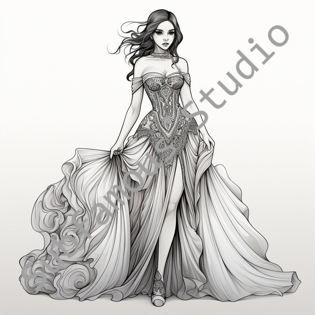 Beauty 12 Coloring Pages - Set of 5 (digital Download) - Etsy