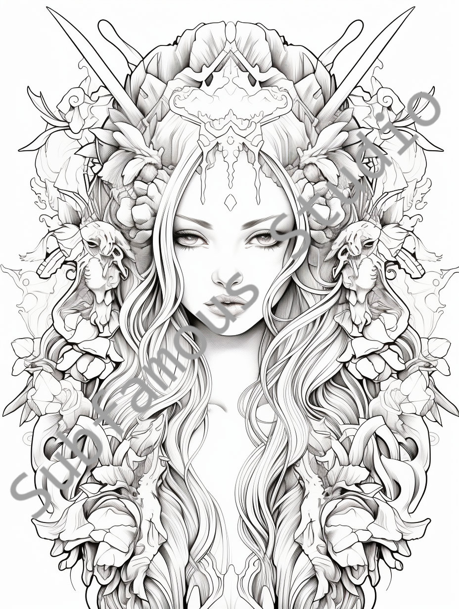 Beauty 12 Coloring Pages - Set of 5 (digital Download) - Etsy