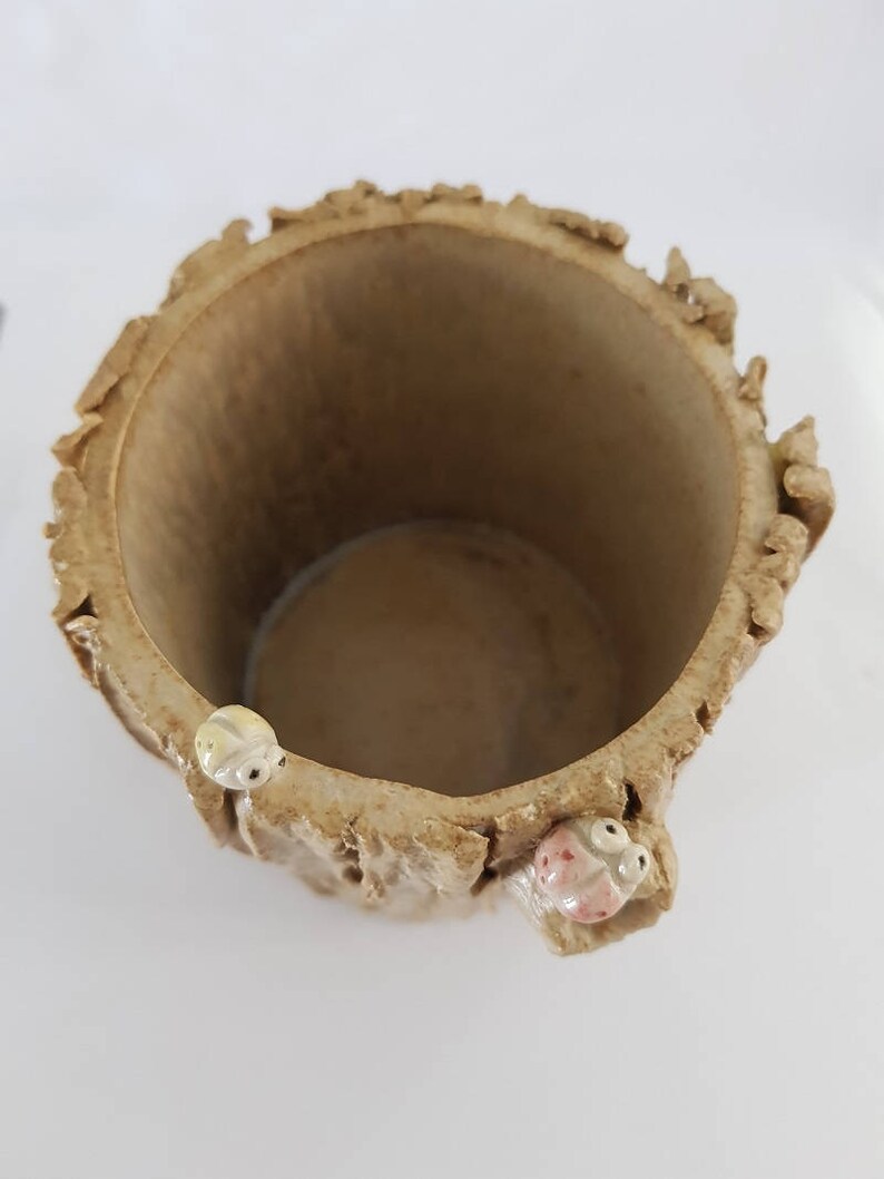Handmade Ceramic Tree Bark Effect/tree Trunk Decorated With Ladybirds ...