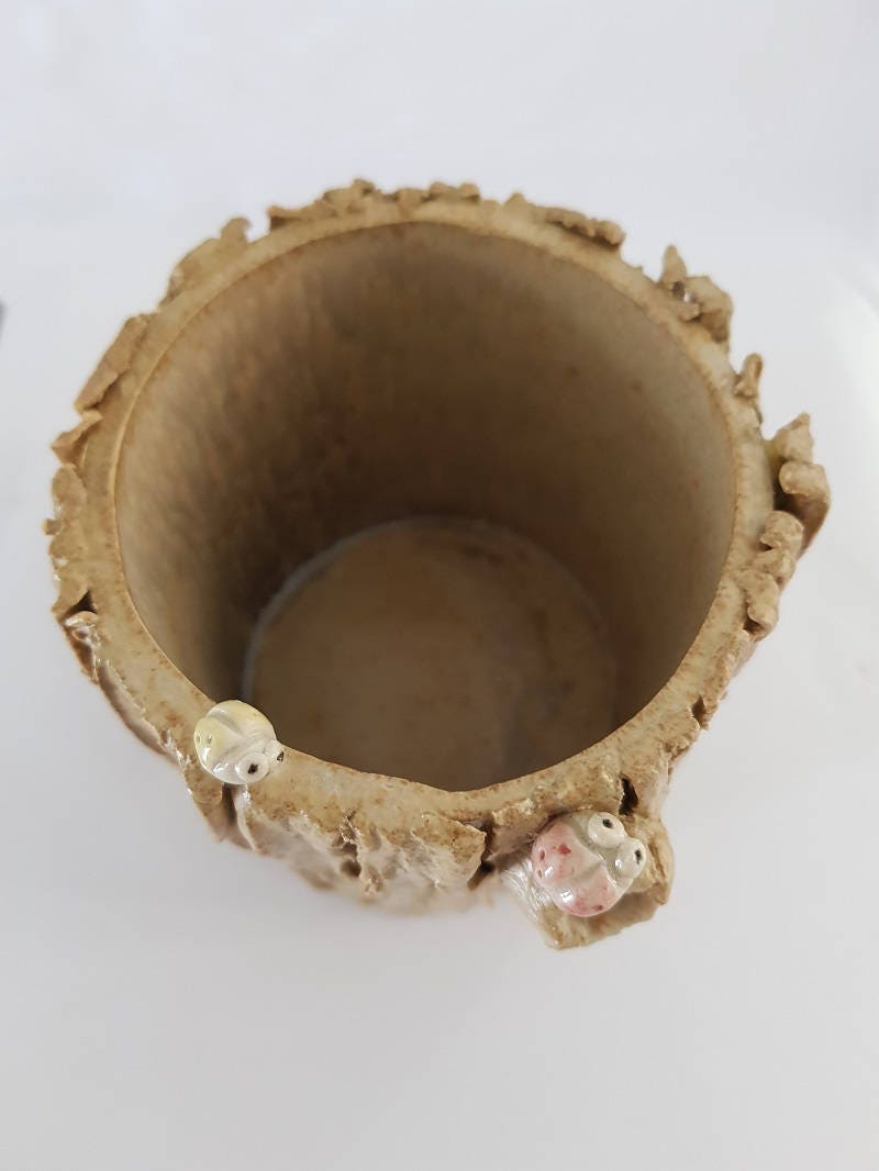 Handmade Ceramic Tree Bark Effect/tree Trunk Decorated With Ladybirds ...