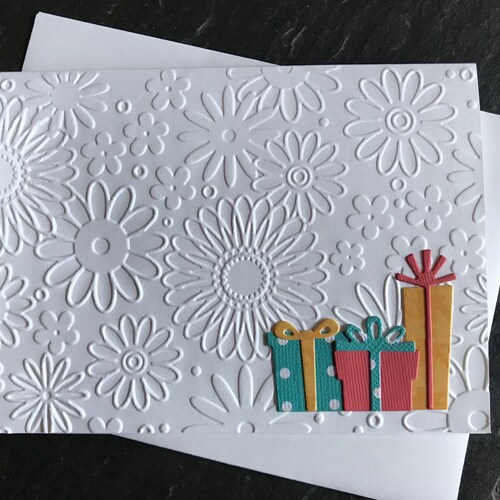 Embossed Birthday Card Floral Card for Her Handmade Birthday - Etsy