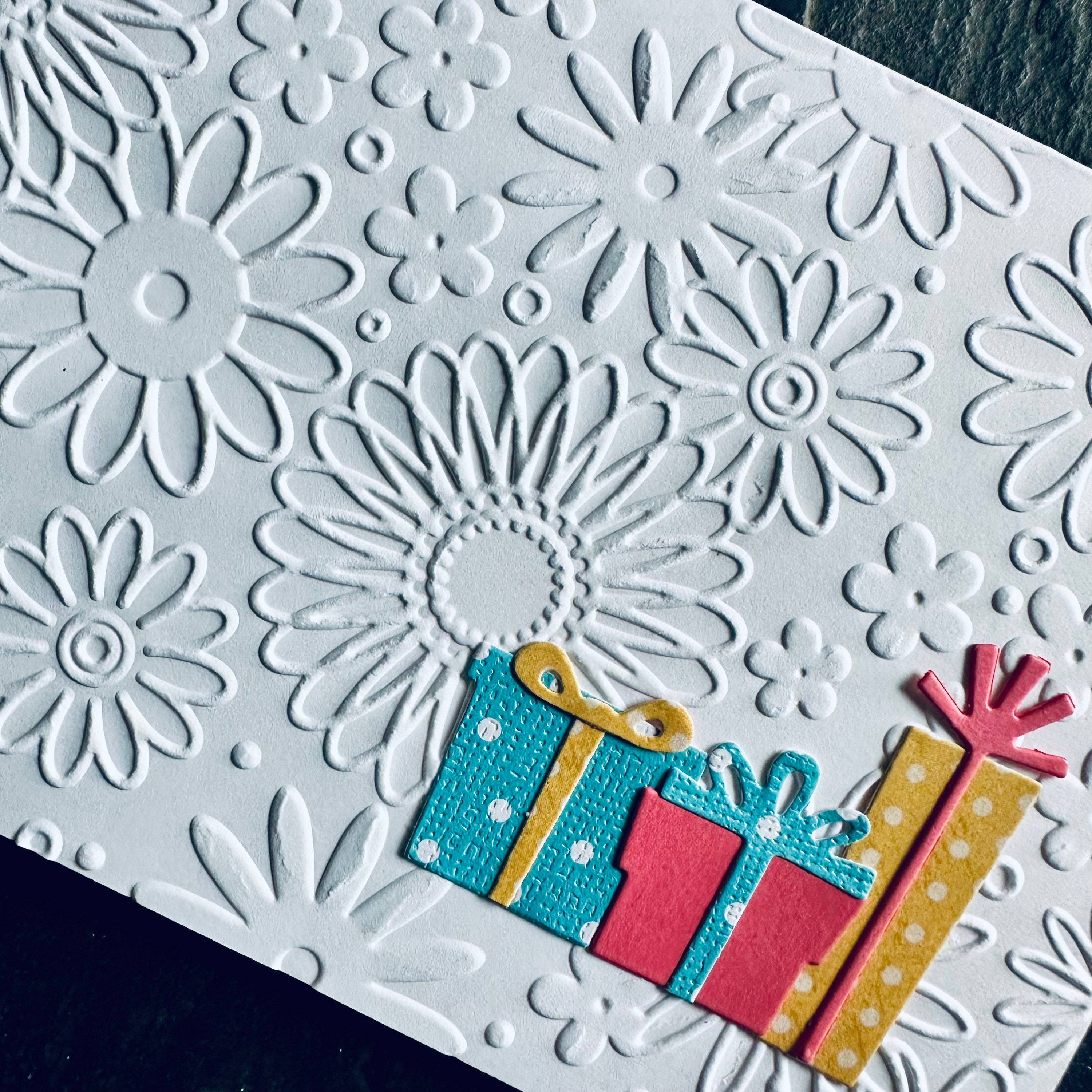 Embossed Birthday Card, Floral Card for Girls, Handmade Birthday Gift ...