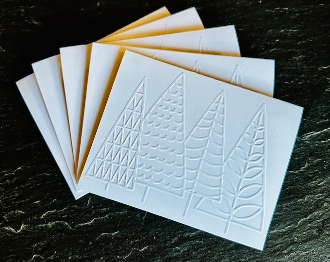 Modern Minimalist White Christmas Cards Set, Handmade Christmas Cards ...