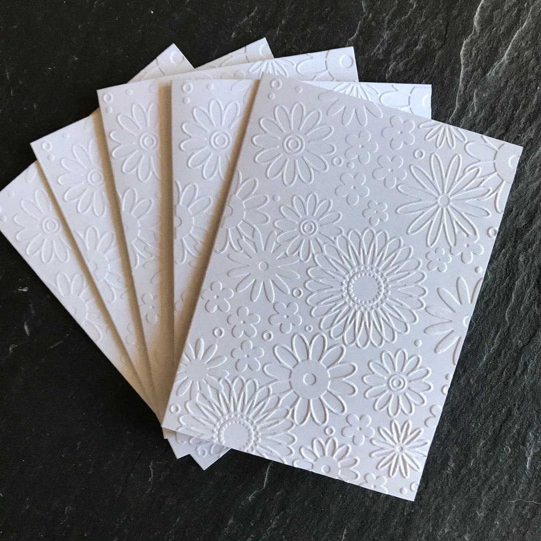 Embossed Flower Note Cards, Set of 5 or 10 Handmade Paper Greetings ...