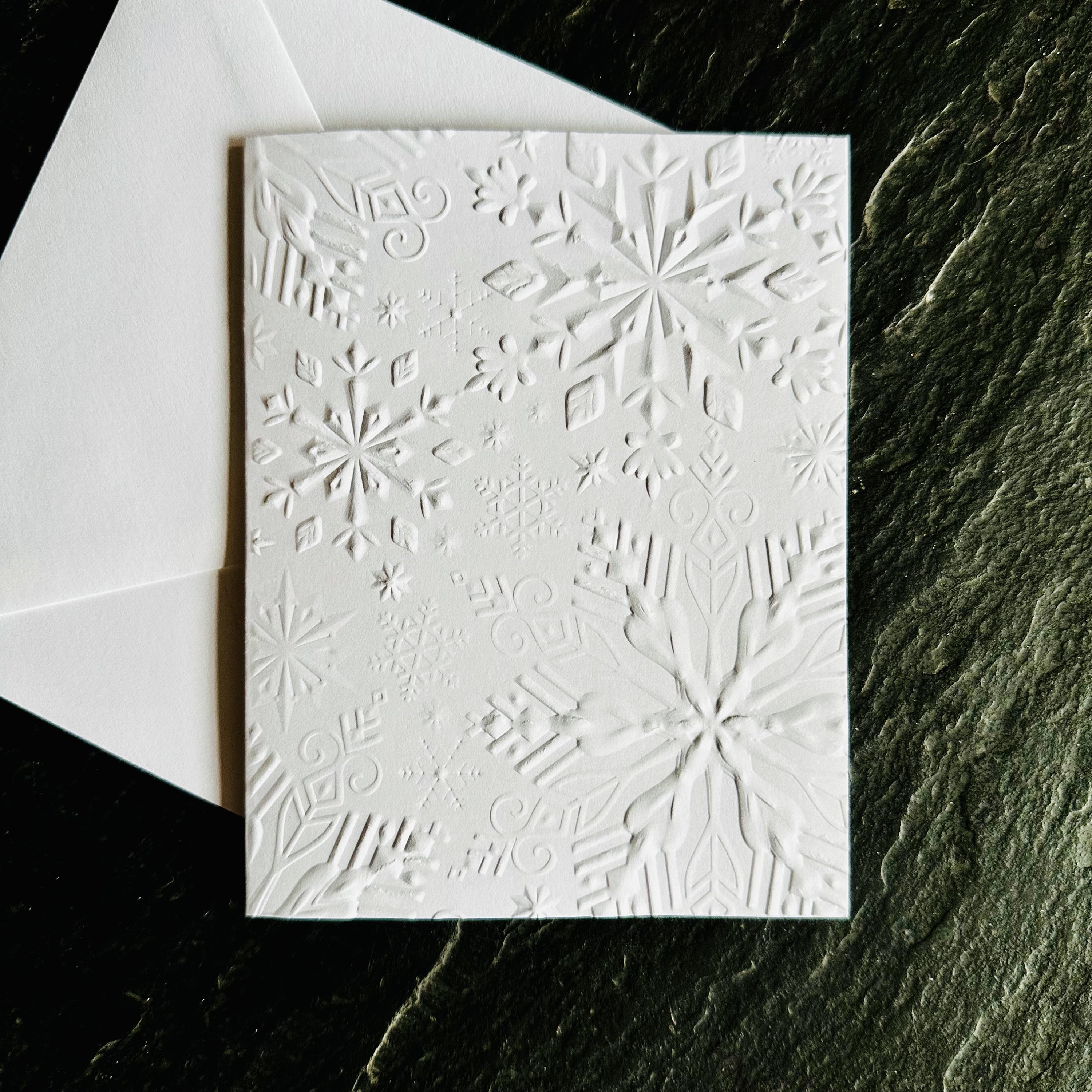 Minimalist All White Winter Holiday Cards Set With Embossed 3D ...
