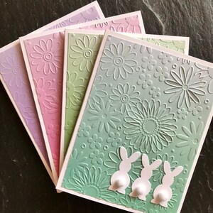 Handmade Embossed Easter Cards With Cottontail Bunnies and Flowers ...